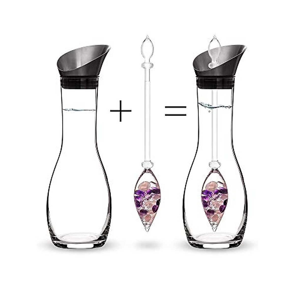 VitaJuwel Era WELLNESS | Crystal Water Decanter with Amethyst, Rose Quartz & Clear Quartz