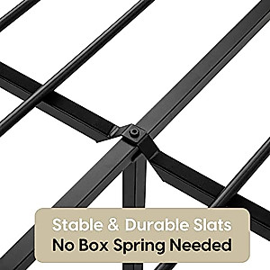 WILSLAT Black Metal Queen Bed Frame with Headboard and Footboard, Queen Platform Bed Frame, Heavy Duty Steel Slat Support, Noise Free, No Box Spring Needed, Easy Assembly