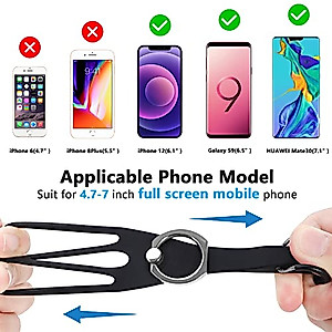 Phone Lanyard, SS Cell Phone Lanyard Wrist Strap with Phone Ring Holder Stand Universal Fit for Mobile Phone-Black