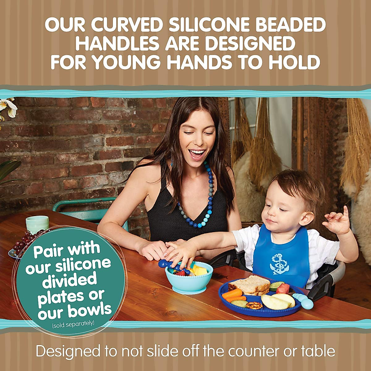 Chewbeads - Toddler Utensils Set - 4 Piece Baby, Kid or Toddler Silverware Set - Toddler Spoons and Forks Flatware - 100% Safe, BPA Free & Phthalate Free (Pink/Purple)