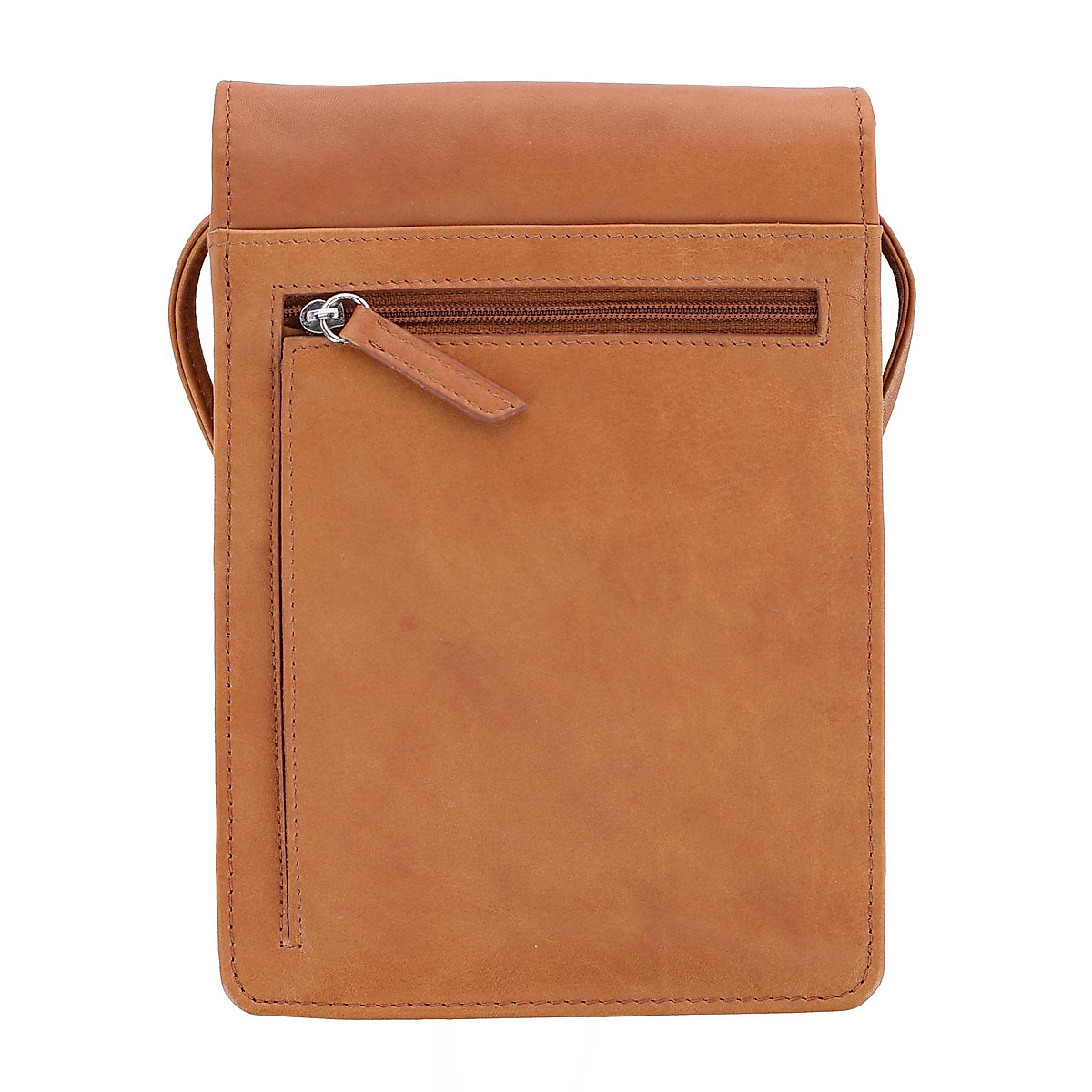 ili New York 6824 Leather Crossbody Organizer with RFID Blocking Lining (Antique Saddle)