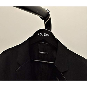 NAHANCO IDO20117 Bridal Hanger Set, White Wooden Hangers Imprinted with I Do and I Do Too, 17” (2 Piece Set)