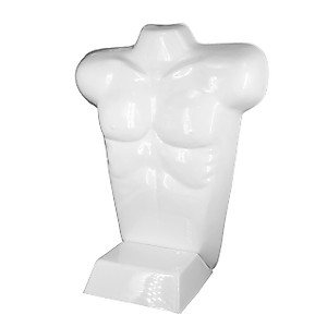 SSWBasics Economy Male White Plastic Countertop Mannequin - Fits Men's Sizes S-L