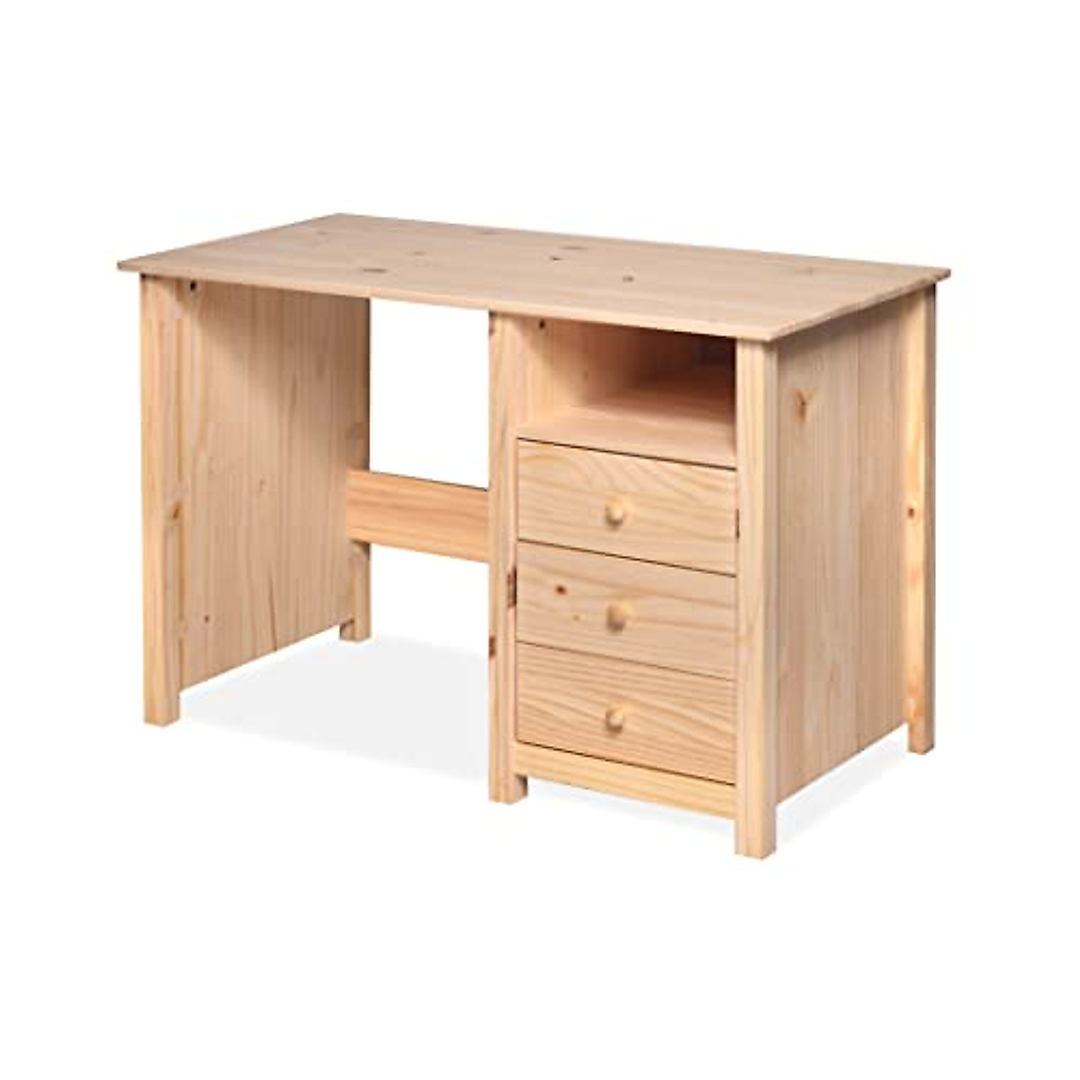 From the Tree Furniture Solid Pine Wood Writing Desk with Drawers and Storage (Unfinished), (DK001)