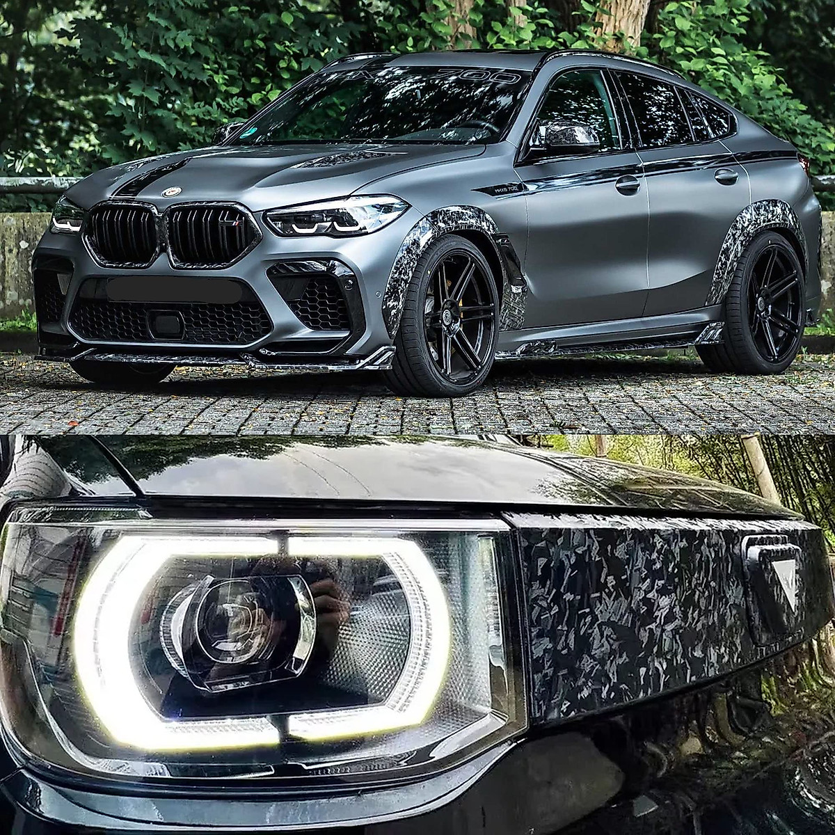 Black Forged Carbon Fiber Vinyl Wrap Roll, Lypumso Matte Black Car Wrap Vinyl with Bubble Free Air Release Auto DIY Decal Vehicle Motorcycle Self Adhesive Sticker (Black Forged Carbon, 1ft x 10ft)