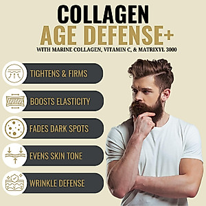 Face Cream For Men | Natural Anti Aging Collagen Cream | Men's Face Moisturizer With Vitamin C | Organic Wrinkle Defense | Hydrating Mens Skin Care | 2oz