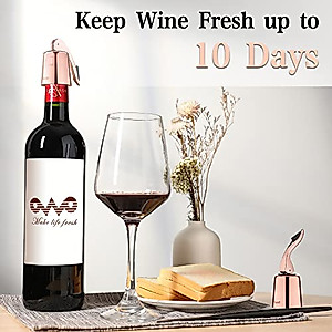 OWO Wine bottle Stopper, Wine Saver with Silicone, Decorative Wine Preserver, Wine Toppers Stopper,Reusable Wine Cork Keeps Wine Fresh（Goldrose, 2 Pack)