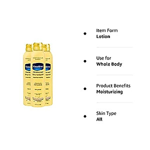 Vaseline Intensive Care Spray Moisturizer Essential Healing, 6.5 Ounce (Pack of 3)