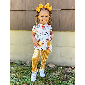 Arshiner Little Girls Outfits Floral Hi-Lo Tops+Pants Sets Short SLeeve 2pcs Pants Sets with Pockets