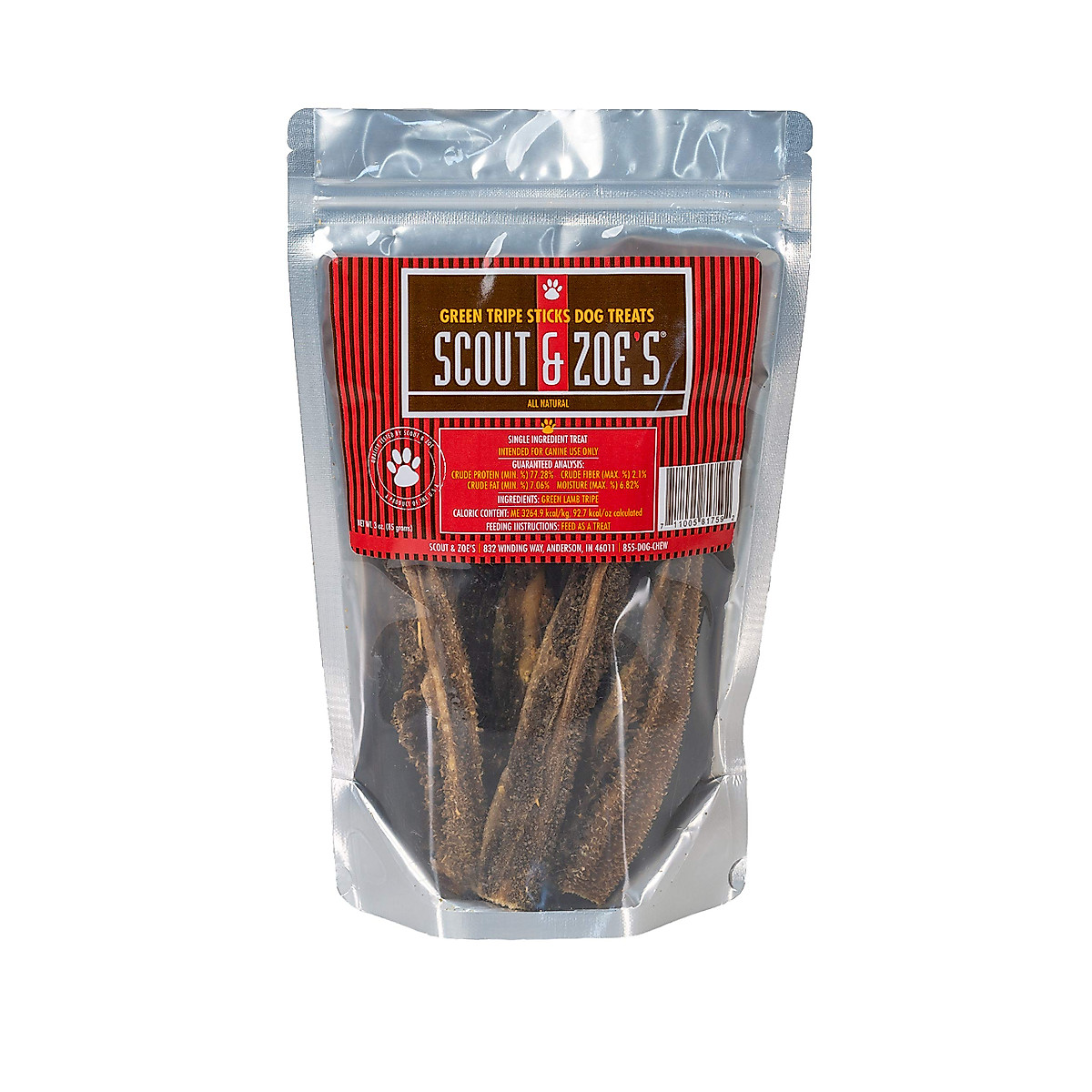 Scout & Zoe's Lamb Green Tripe Dog Treats - All-Natural, Omega-3 Boosting and Digestive-Enzyme Rich Green Tripe for Dogs Dental Health & Immune Support - Made in The USA, 3oz.