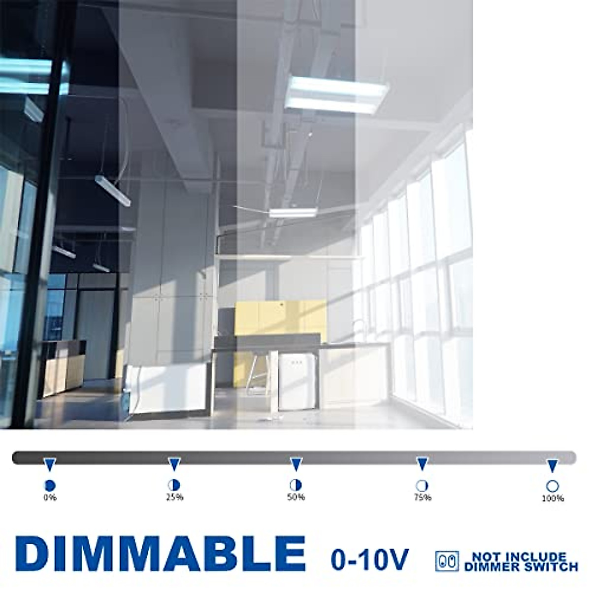 ELECALL Linear LED High Bay Light 21735LM 161W 2FT 5000K (600W HPS Eqv.) Warehouse Light for Workshops Garages Shop, Hanging and FlushMount, 0-10V Dimmable, UL DLC,6 Lamp Fluorescent Replacement