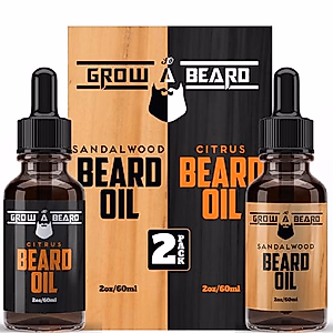 Beard Oil For Men, Beard Growth Oil, Beard Care, Best Beard Oil, All Natural, Sandalwood & Citrus Scent, Mens Gifts (2 Pack Of 2 oz)