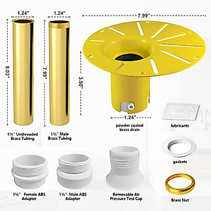 Freestanding Tub Drain Rough-in Kit for Free Standing Bathtub - Freestanding Bathtub Tub Drain With Brass Tail Pipe and ABS Plastic Adapter,Fits withl½male,l½female or1½''threaded bathtub drains