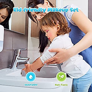 PERRYHOME Kids Makeup Set for Girl Washable Real Cosmetic, Safe & Non-Toxic Frozen Toys Toddler Makeup Kit, Frozen Princess Dress up Kit Christmas & Birthday Girl Gift for 3-12