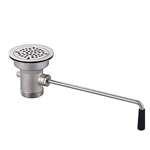 iVIGA Commercial Sink Drain: 3-1/2" Sink Opening Waste Drain Valve - Brass Commercial Kitchen Sink Drain With Twist Handle - Prevents Sink Clogged Overflow For Commercial Restaurant Multi-Basin Sink