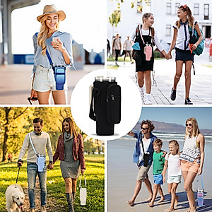 GOEWY Water Bottle Carrier Bag for Stanley 40 oz Tumbler with Phone Pocket Neoprene Water Bottle Holder with Shoulder & Handheld Strap Stanley Cup Accessories