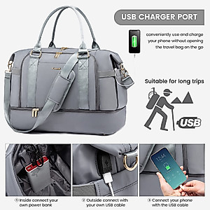 Gym Bag for Women LOVEVOOK Travel Duffel Bag with USB Charging Port,Weekender Bags for Women with Shoe Compartment,Carry on Overnight Bag with Toiletry Bag,Hospital Bags for Labor and Deliver