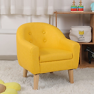 Getifun Single PVC Kids Sofa Chair, Toddler Sofa Couch with Wooden Legs, Children Armchair for Children Gift (Yellow)