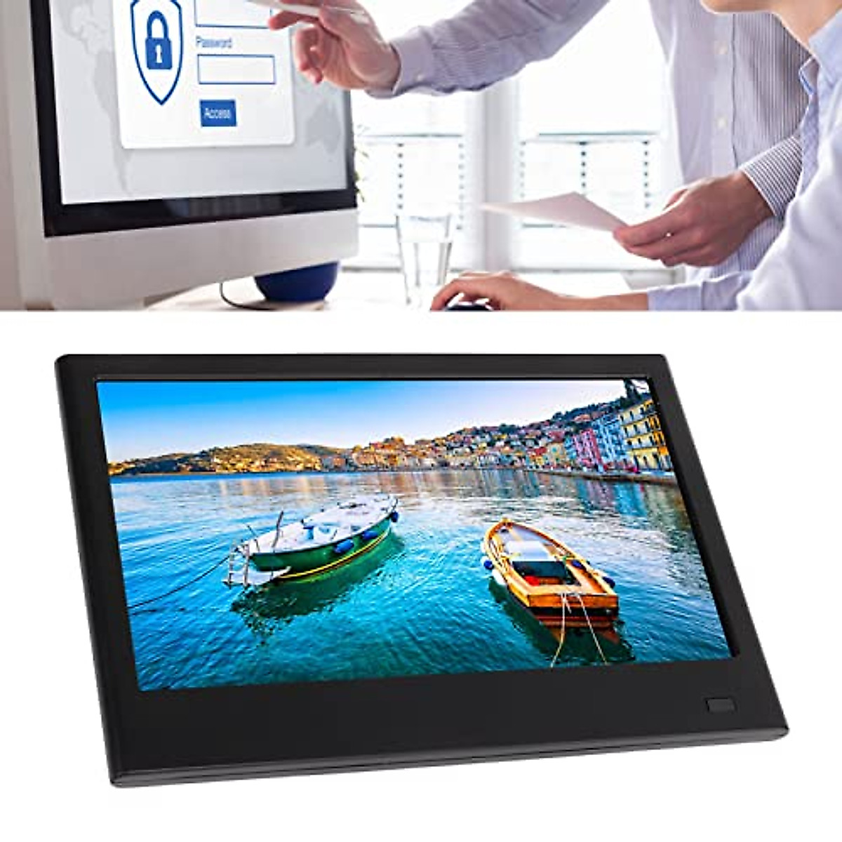 Portable Monitor, Dual Speakers Gaming Monitor 7 Inch with Remote Control for Replacement Parts (US Plug)