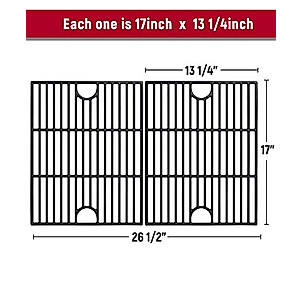 SHINESTAR Cast Iron Grill Grates for Nexgrill 4-5 Burner Grills, 720-0830H, 720-0830A, 720-0783E, 720-0697, 720-0888, 17 x 13 1/4 Inch,2 Pack