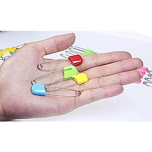AnMiao Star 2 Inch Long 50 Pcs Plastic Head Safety Pin Safety Locking Baby Cloth Diaper Nappy Pins (8 Colors)