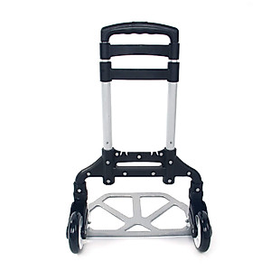 LeeMas Portable Folding Collapsible Aluminum Cart Dolly Push Truck Trolley Black