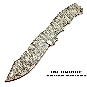 UK UNIQUE SHARP KNIVES Damascus Steel Full Tang Tracker Blank Blade BB-0005 Custom Handmade for Knife Making