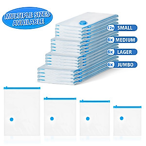 Warmi 30 Pack Vacuum Storage Bags with Electric Air Pump - Vacuum Seal Bags for Clothing Travel - Space Saver Bags for Blanket, Duvets, Pillows, Comforters, Luggage, Home Storage & Organisation