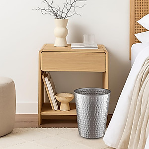 Monarch Abode Matte Black Metal Wastebasket Trash Can, Hand Hammered, Bathroom Decor