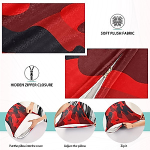 Red Camo Pillowcase for Hair and Skin Body Pillow Cover Long Bedding Pillowcases 20"X 54" Flannel Pillow Cases with Zipper for Sleeping