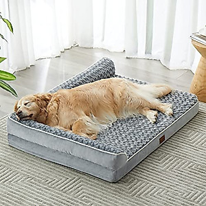 BFPETHOME Orthopedic Dog Beds for Large Dogs-Waterproof Sofa Dog Bed with Removable Washable Cover, Large Dog Bed with Waterproof Lining and Nonskid Bottom, Pet Couch Bed for Large Dogs, Grey