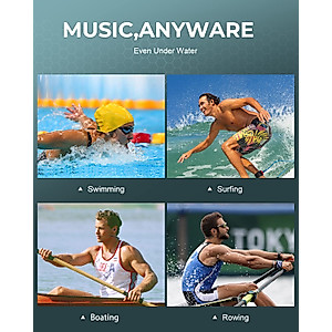 Tayogo Waterproof Mp3 Player for Swimming, IPX8 8GB Swimming Headset, Silicone Coated Waterproof Music Player, 20H Playing time, Underwater Mp3 Player Perfect for Swimming (Black（2nd Generation）)