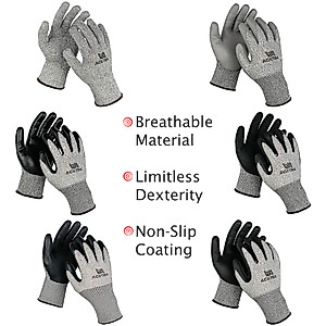 ACKTRA WG015 Level 5 Cut Resistant Construction Safety WORK GLOVES 12 pairs, Foam Nitrile Coated, High Tear Strength, EN 388, PPE Regulation 2016/425, for Men and Women (Large)