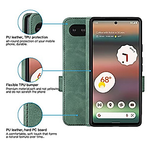 Eastcoo Google Pixel 6a Wallet Case - PU Leather, TPU Bumper, 3 Card Slots, Stand, Magnetic Closure, Shockproof, Green