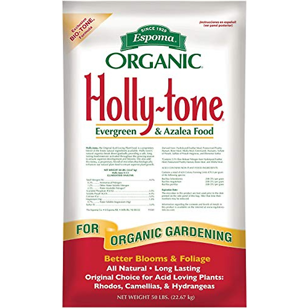 Espoma 50 lbs. Organic Holly Tone Evergreen & Azalea Food (Multicolor)