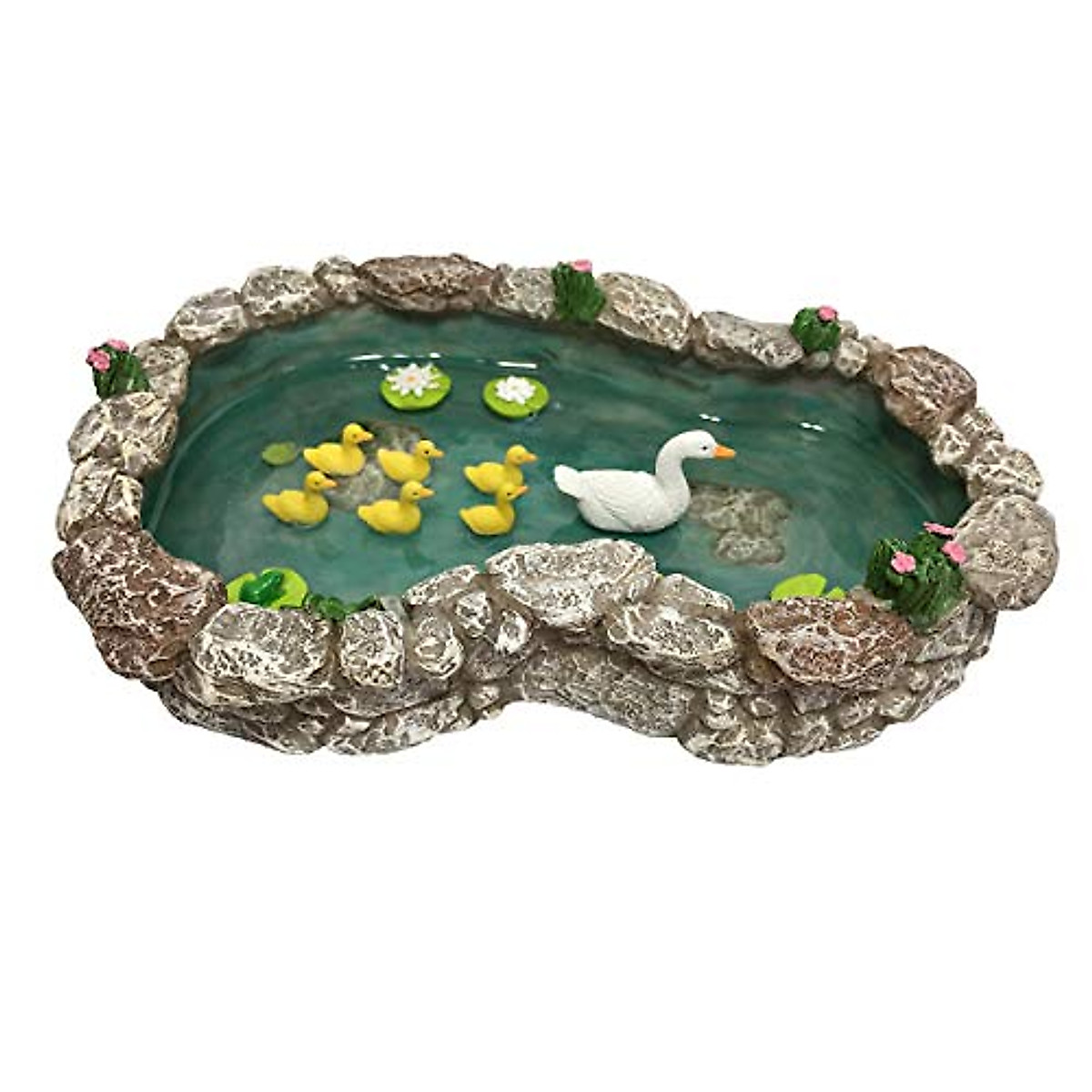 GlitZGlam Duck Pond -Mother and Ducklings! A Miniature Duck Pond for a Miniature Fairy Garden and Miniature Garden Accessories