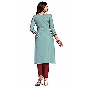 Miraan Women's Cotton Printed Readymade Kurti Small Green