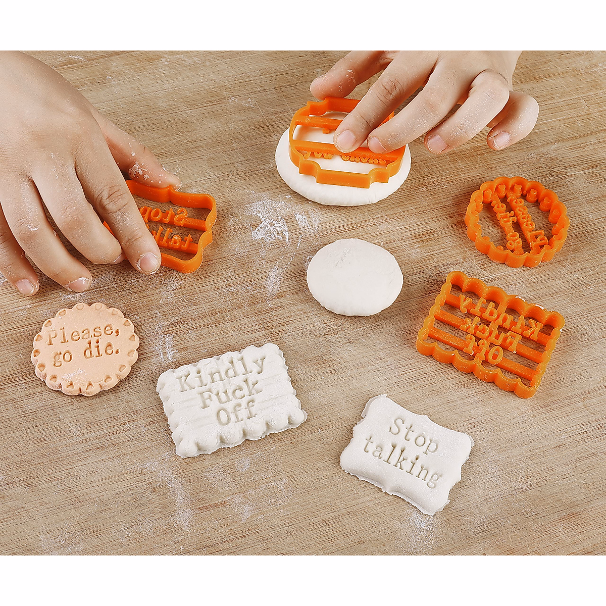 4PCS Funny Cookie Moulds Rude Cookie Molds for Baking,Cookie Molds with Good Wishes Cookie Molds with Rude Sayings Cuss Words, Cookie Cutters Form with Fun and Irreverent Phrases