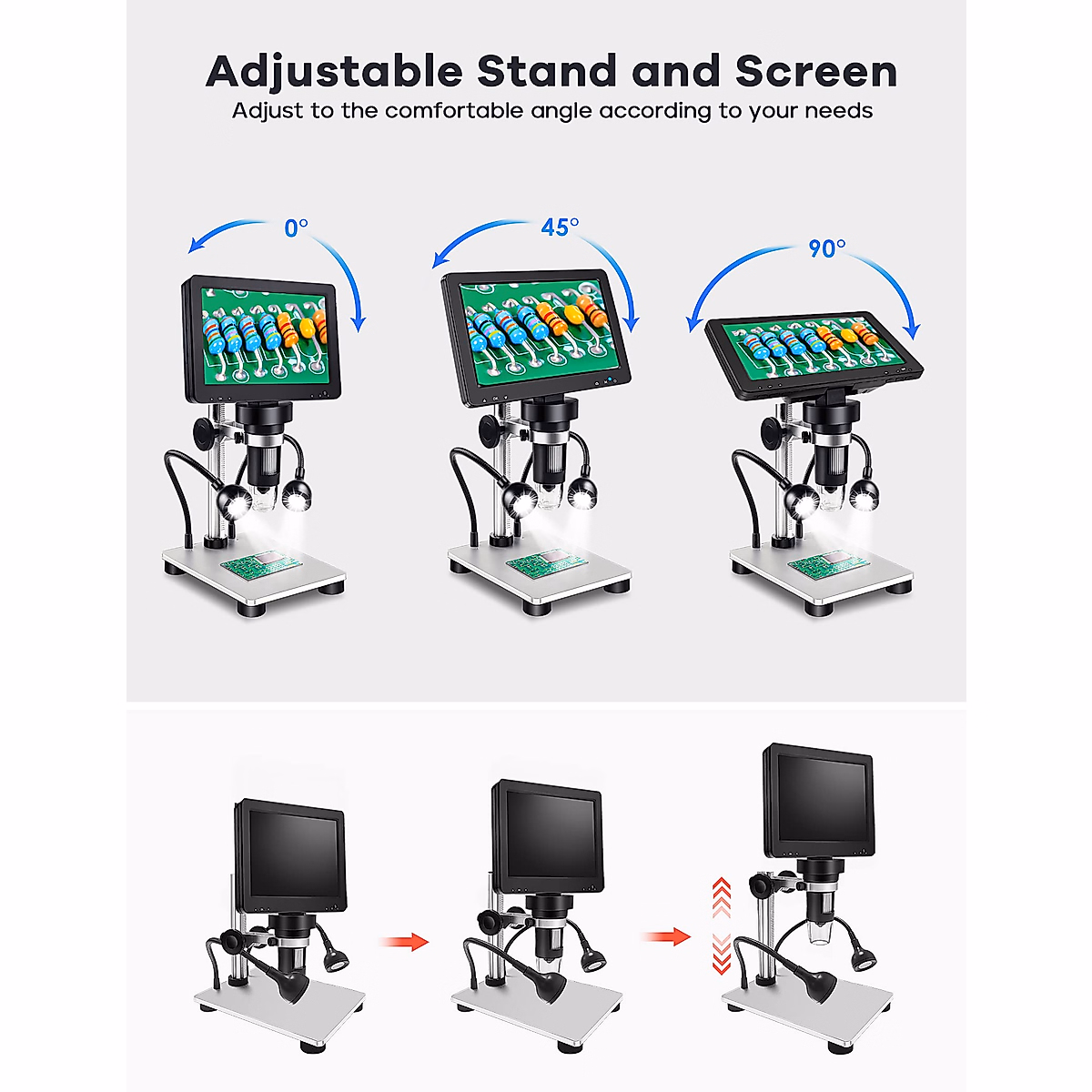 7" LCD Digital Microscope 1200X,Leipan 12MP Coin Microscope for Adults,1080P Microscope with 12pcs Slides,Windows/Mac OS Compatible(32GB Card)