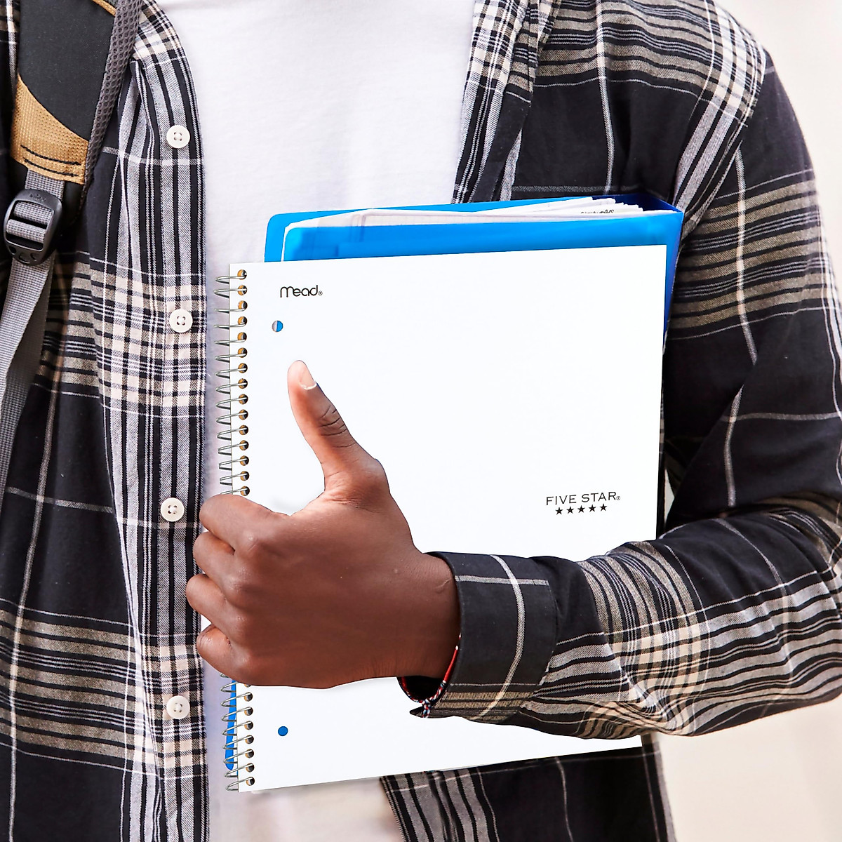 Five Star Spiral Notebook + Study App, 3 Subject, College Ruled Paper, 11" x 8-1/2", 150 Sheets, White, 1 Count (72464)