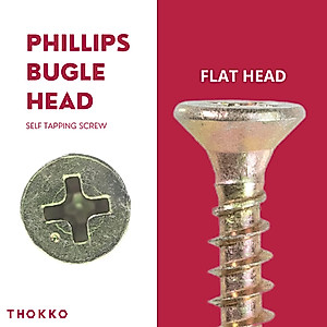 Thokko Zinc Coated Coarse Thread Countersunk Phillips Heavy Duty Wood/Self Drilling Drywall Screws with Bugle Head (#7 x 2 in., 150)