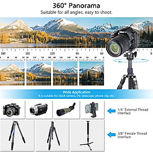 Low Profile Tripod Ball Head 36mm Stability Panoramic Tripod Head 360 Rotating Metal Ballhead with 1/4 inch Arca QR Plate for DSLR Cameras Tripods Monopods Camcorder Slider Max Loading 44.1lbs/20kg