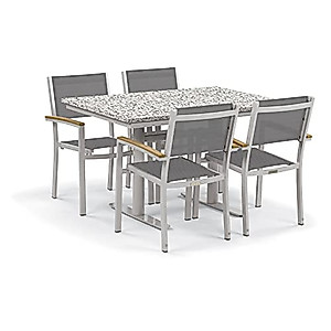 Oxford Garden Travira Armchair - Titanium Sling - Tekwood Natural Arm Caps - 4 Pack