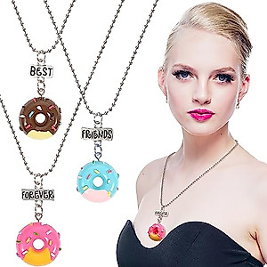 NUOBESTY Friendship Bracelets 3 Pcs Best Friend Necklaces Donuts Ice Cream Pendant Friendship BFF Necklaces for 3 Girls Birthday Friends Sisters Jewlery Gifts (Best Friend Forever) Girl Toys