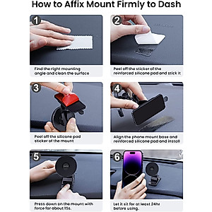 Ciencimy Compatible with Magsafe Car Mount, Magnetic Dashboard Car Mount Fit for MagSafe Case iPhone 14 13 12 Pro Max Mini Plus, 360° Adjustable, Strongest Magnet Magnetic Car Mount for All Phone