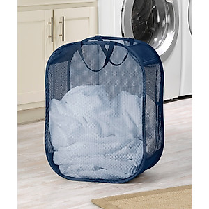 Whitmor Pop & Fold Laundry Bag, White or Blue