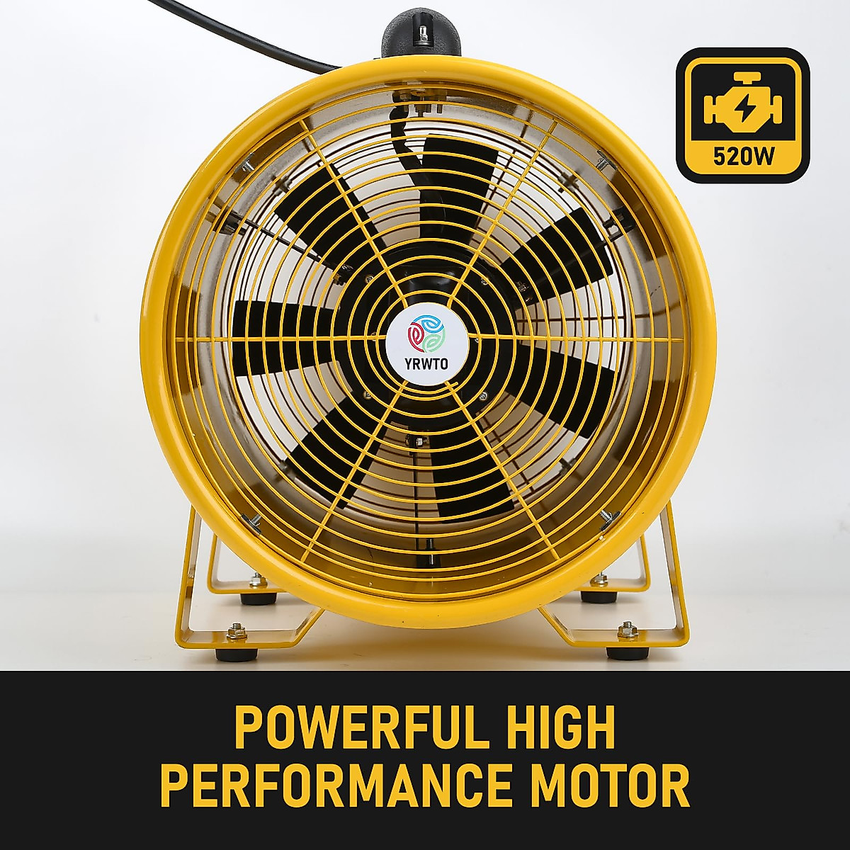 YRWTO High Velocity 12 Inch Air Mover Blower Fan, Portable Ventilation Fan for Cooling, Ventilating, Drying Wet Areas, Blows 3900 m3/h Fumes, Odors at Commercial Sites