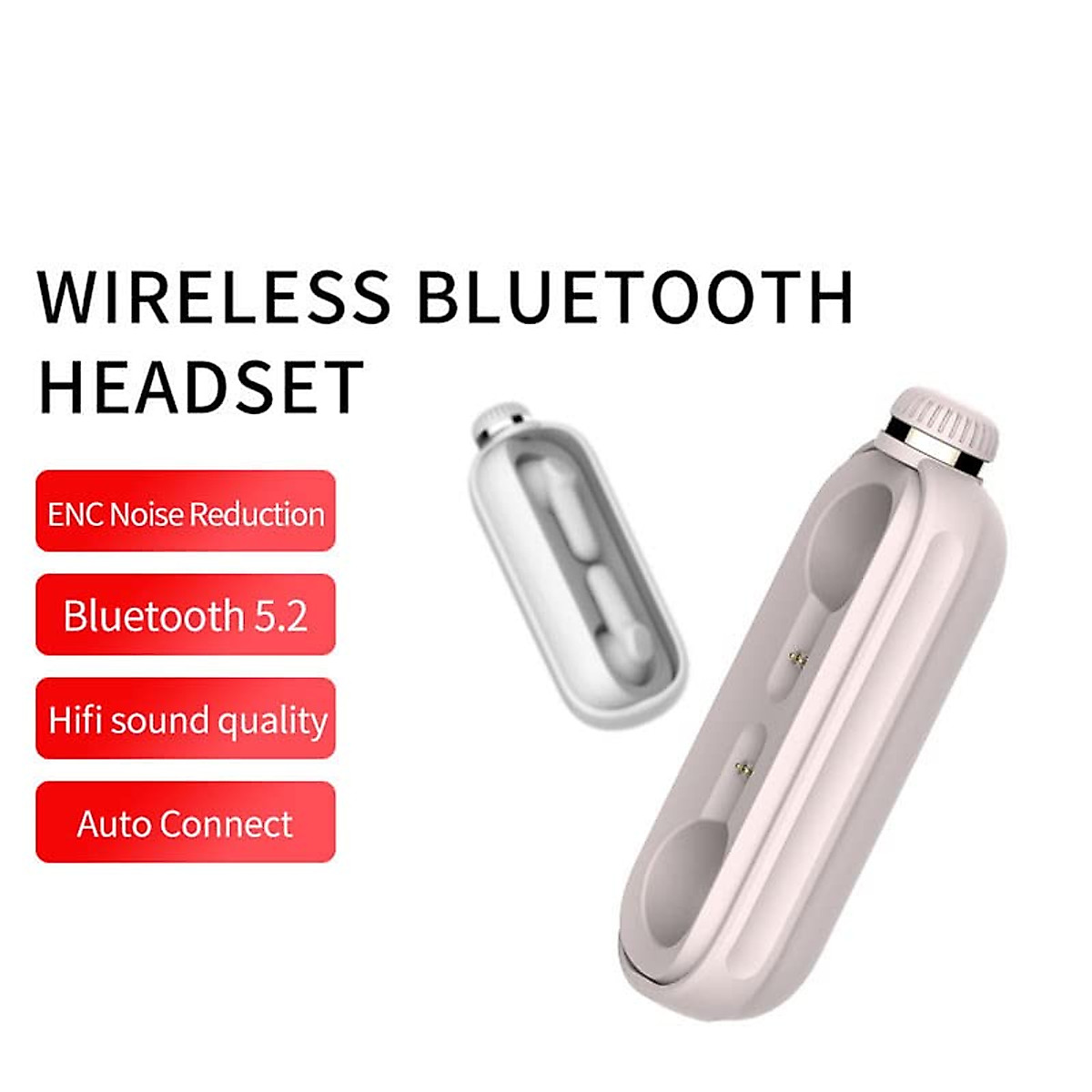 Loluka Bluetooth Headphone Rotate Twist Open True Wireless with Charging Case Earbud Bluetooth Earbuds Stereo Bass Pink Earbuds 5.2 Bluetooth for Music