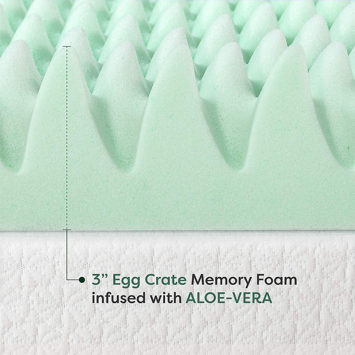 Best Price Mattress 3 Inch Egg Crate Memory Foam Mattress Topper with Calming Aloe Infusion, CertiPUR-US Certified, Short Queen