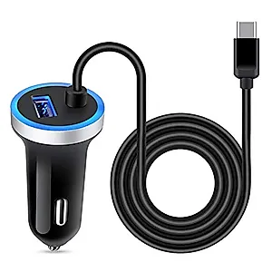 USB C Car Charger, 3.4A Fast Charging Car Adapter+3ft Type C Cable for Samsung Galaxy S23 S22 S21 S20 S10 Note 20 A10E A20 A50 A51 A01 A71 A11,LG Stylo 6/5/4 G7 V60 ThinQ Moto G8 G7 Google Pixel 4 3a